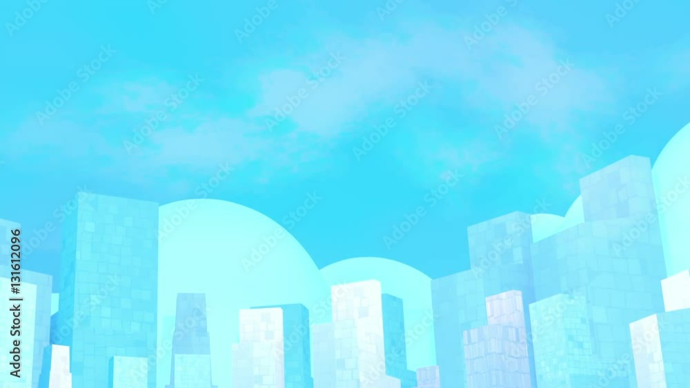 3D Cartoon style city buildings, skyscrapers, contemporary architecture ...