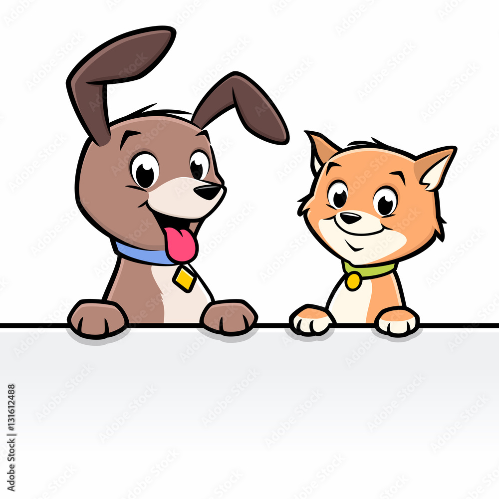 Cartoon Dog Cat Animal Frame Stock Vector | Adobe Stock