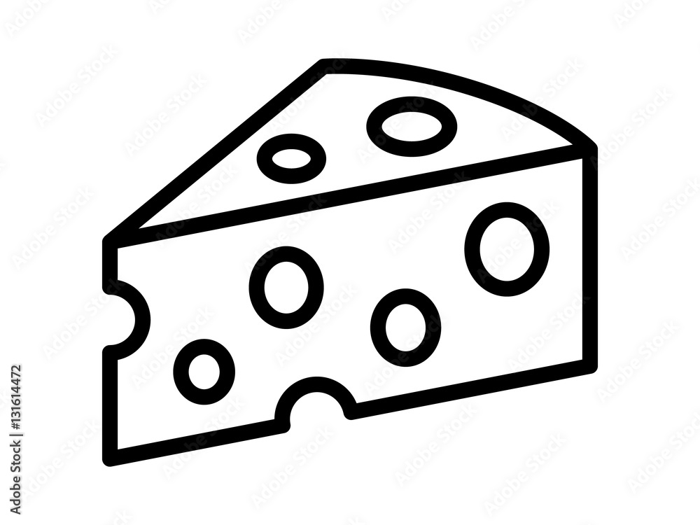 Swiss cheese or Emmental cheese line art icon for food apps and ...