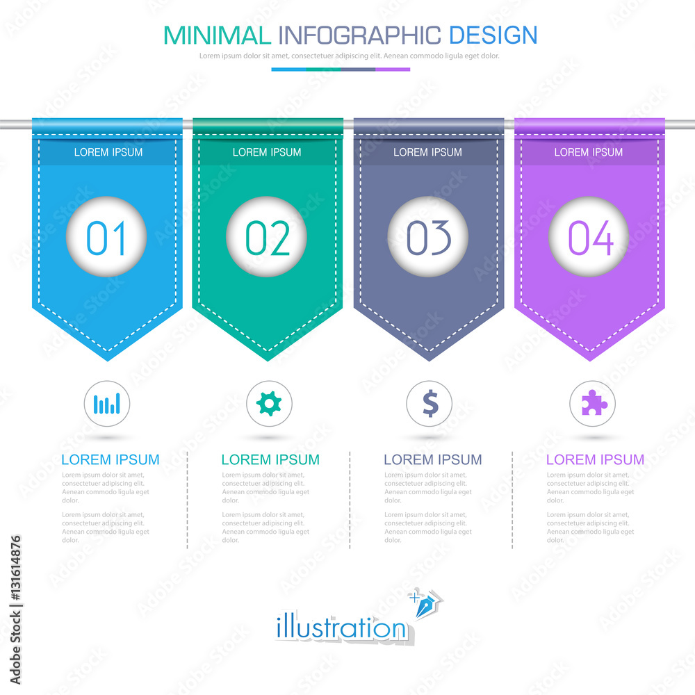 Flag Infographic Elements with business icon on full color backg Stock ...
