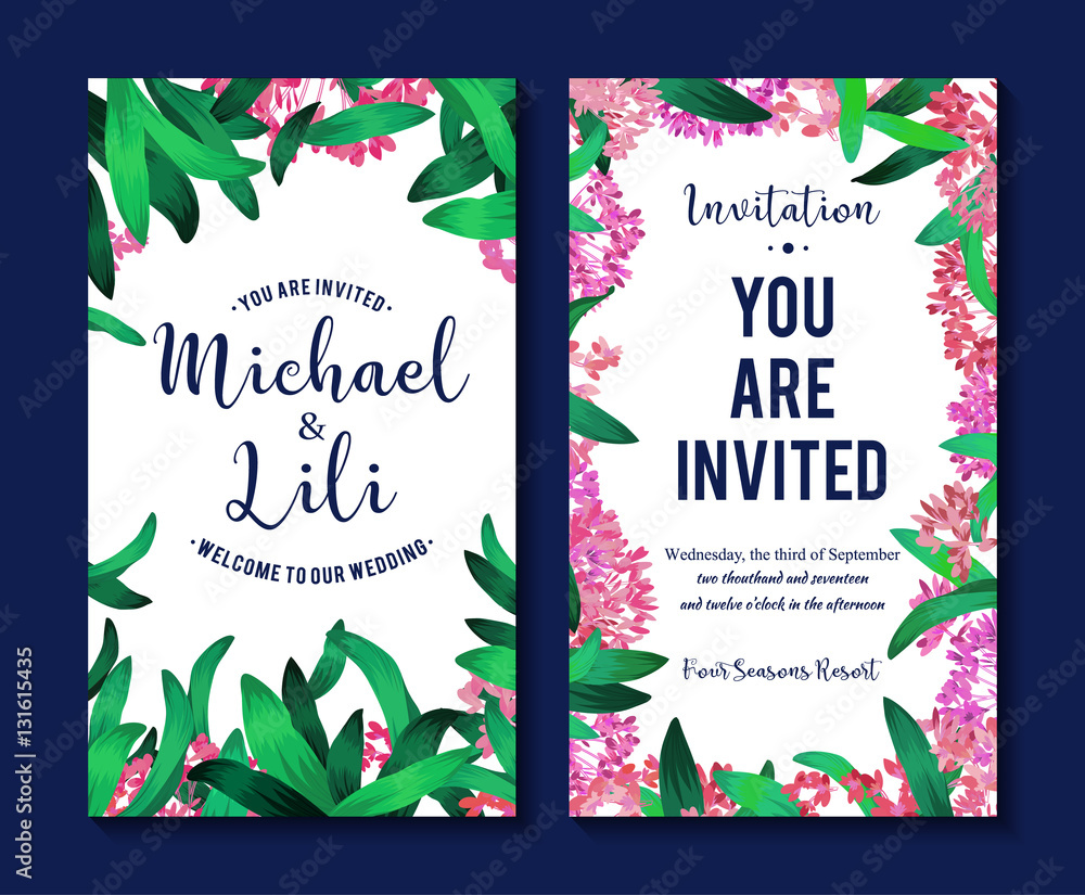 Floral background for invitation card. banners set Stock Vector | Adobe ...