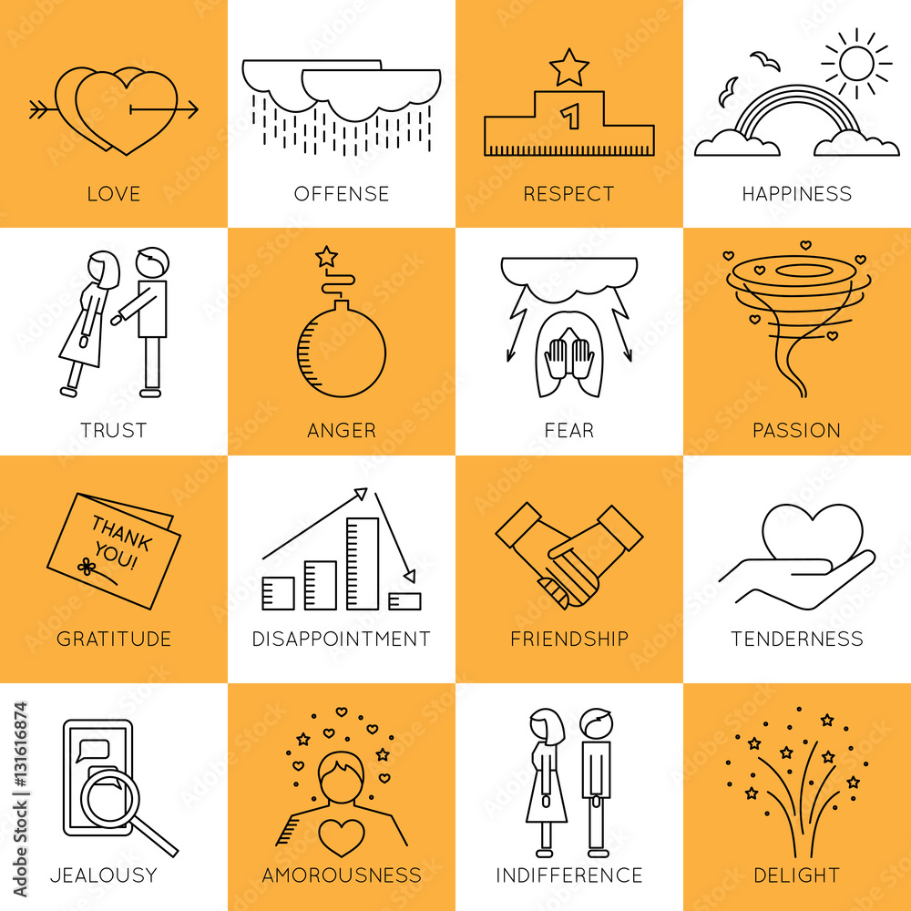 Feelings and emotions set Stock Vector | Adobe Stock