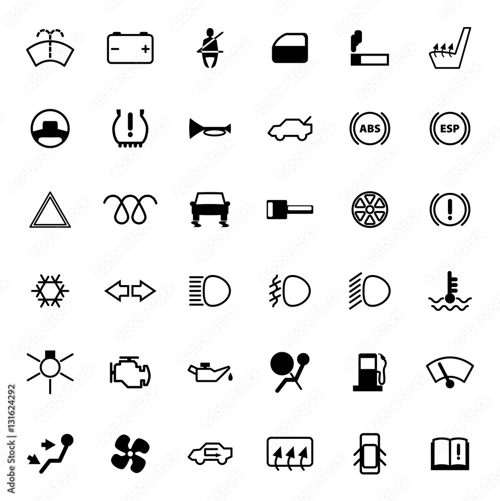 Car dashboard icons set. Stock Vector | Adobe Stock