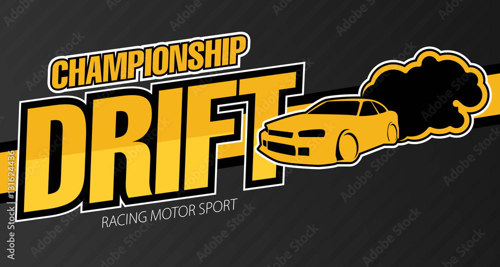 Race Car Drifting.Vector flat banner. Stock Vector | Adobe Stock