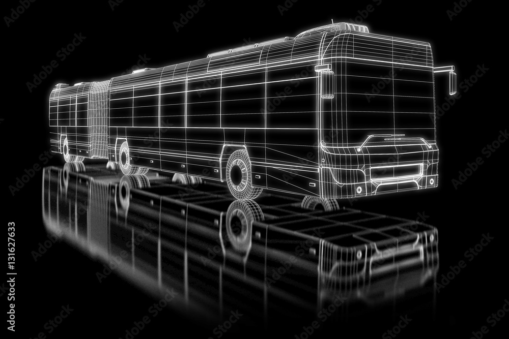 Articulated kneeling bus as wireframe Stock Illustration | Adobe Stock