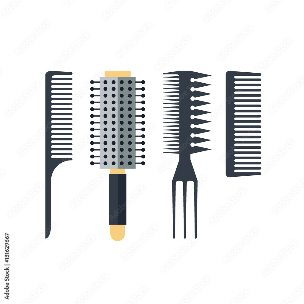 Set flat combs isolated on white background - vector illustration ...