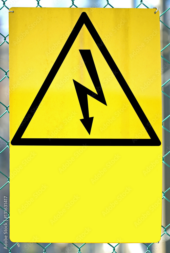 sign with lightning for Shock Hazard risk Stock Photo | Adobe Stock