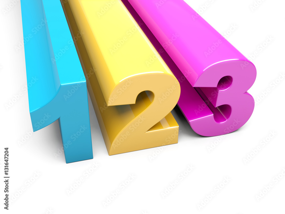 One two three - 123 colored figures 3D rendering Stock Illustration ...