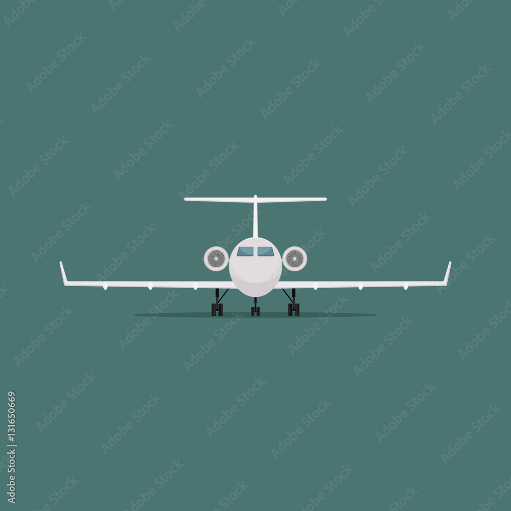 Vector image of a passenger plane in flat style. Front view. Stock ...