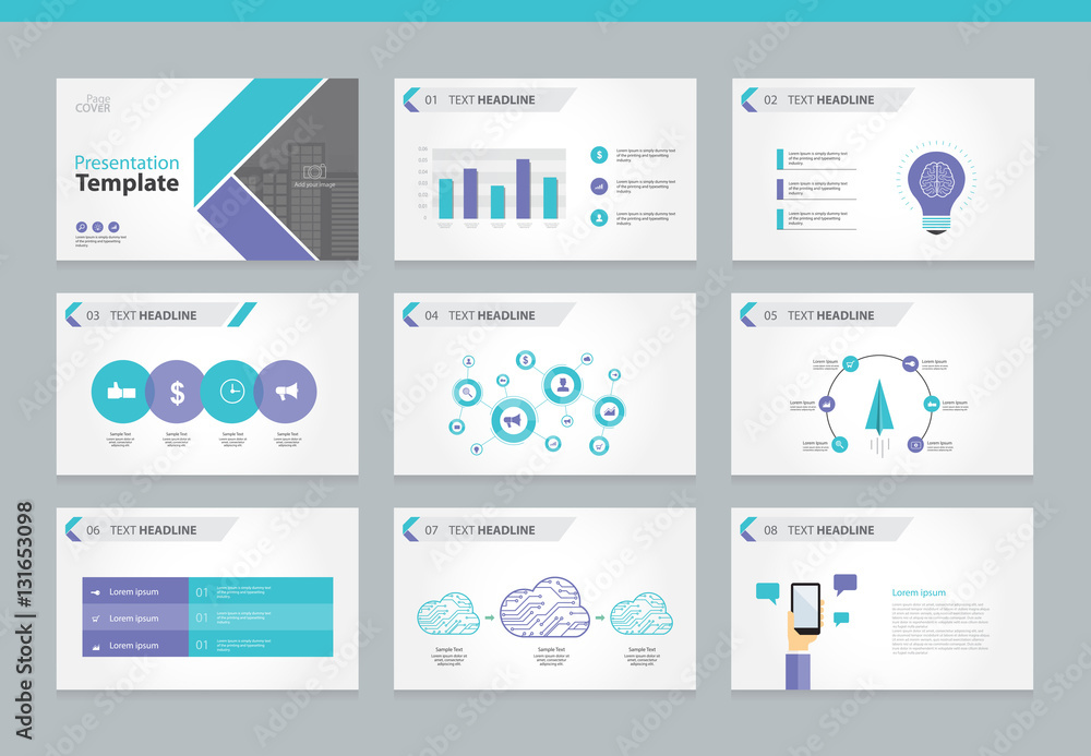 Page layout design template for business presentation page with page ...