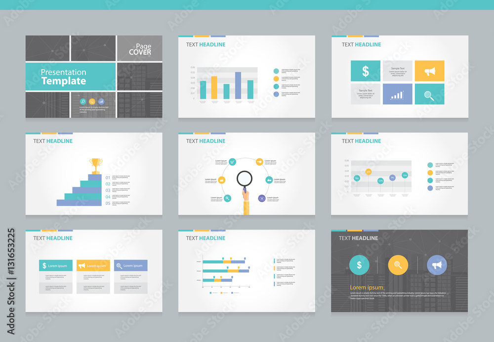 Page layout design template for business presentation page with page ...