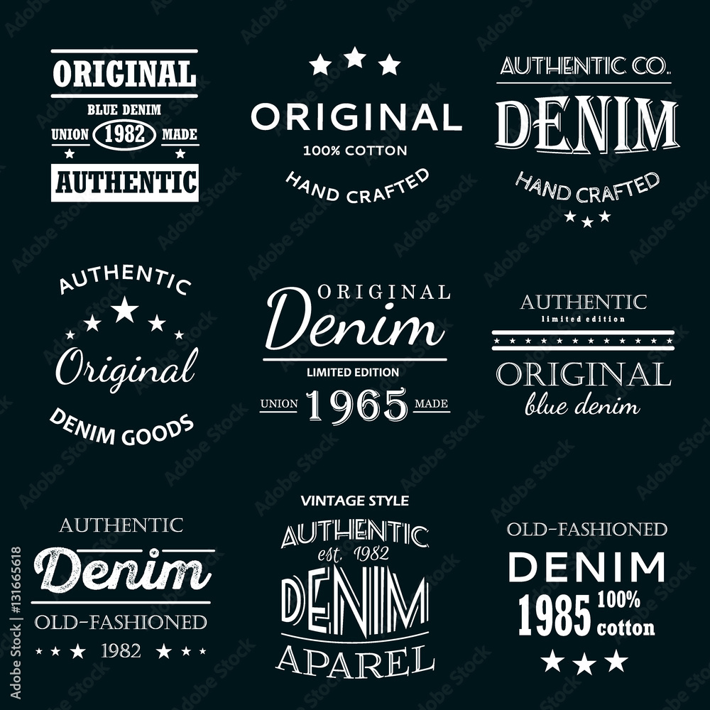 Classical denim jeans typography emblems Stock Vector | Adobe Stock
