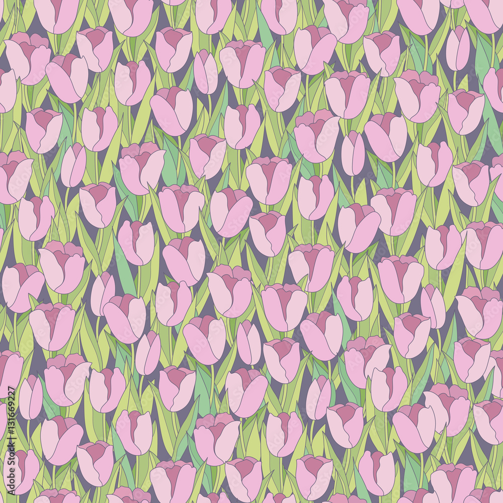 Seamless background with tulips Stock Vector | Adobe Stock