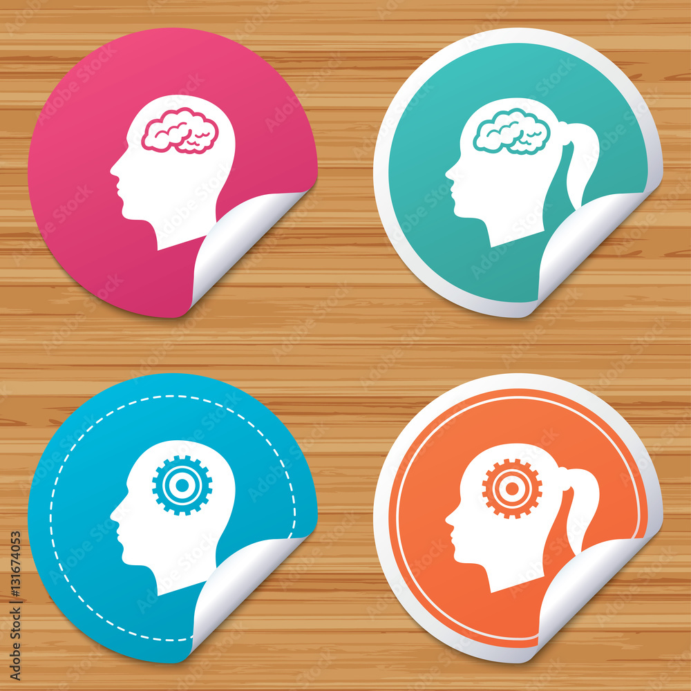 Head with brain icon. Male and female human symbols. Stock Vector ...
