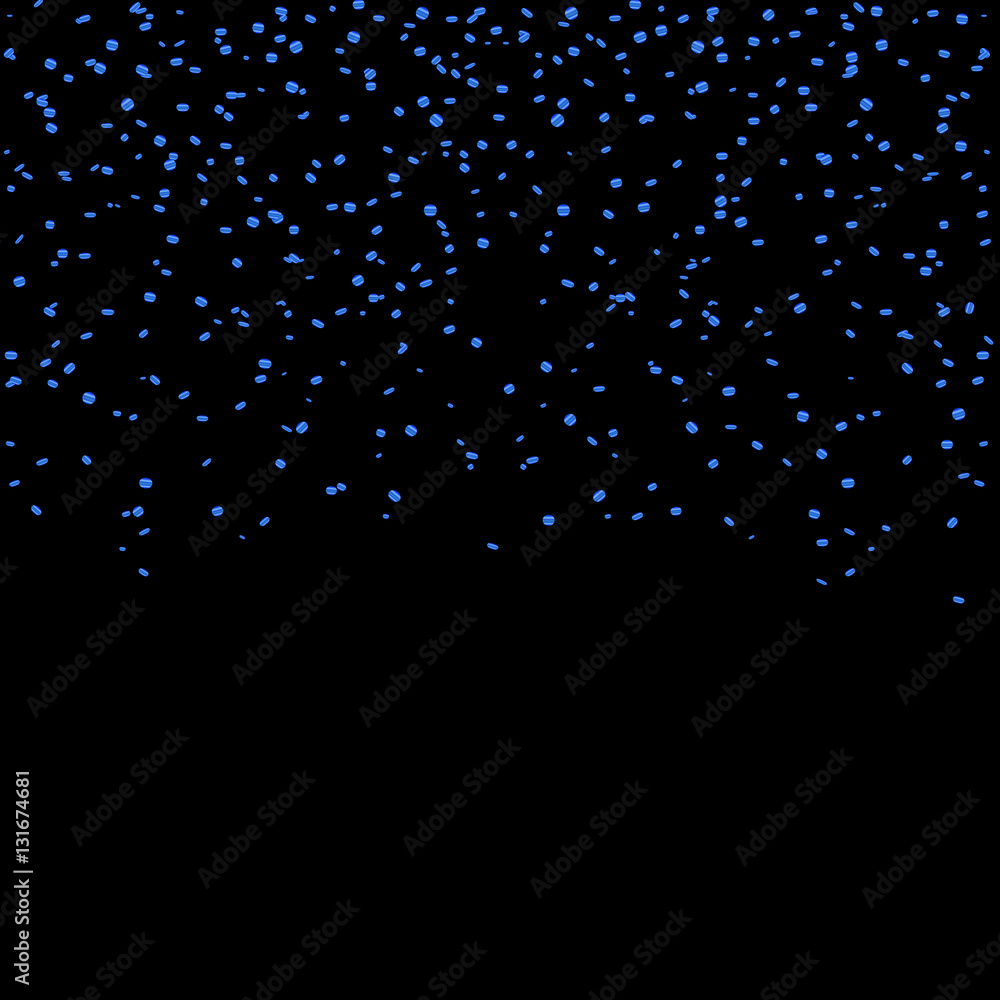 Blue Confetti Celebration Isolated On Black Background Falling