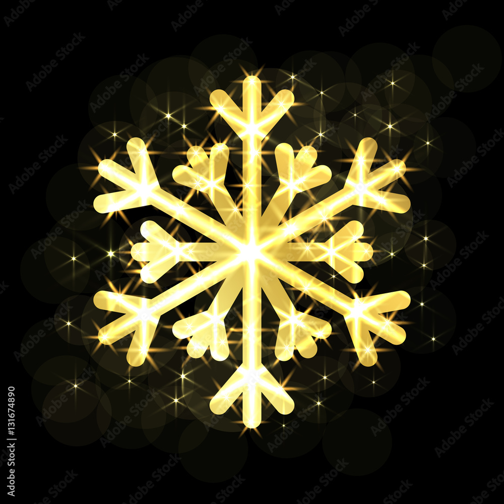 Gold Christmas snowflake icon. Golden silhouette snow flake sign ...