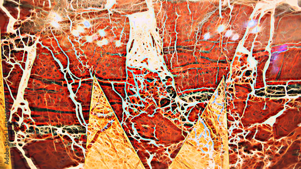 A rectangular background with a chaotic pattern and intersecting lines ...