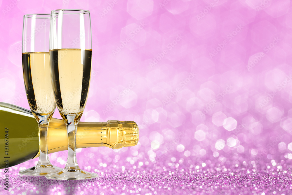 Toast champagne pink background Stock Photo | Adobe Stock