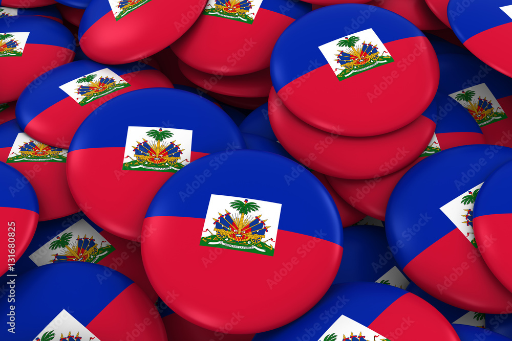 Haiti Badges Background - Pile of Haitian Flag Buttons 3D Illustration ...