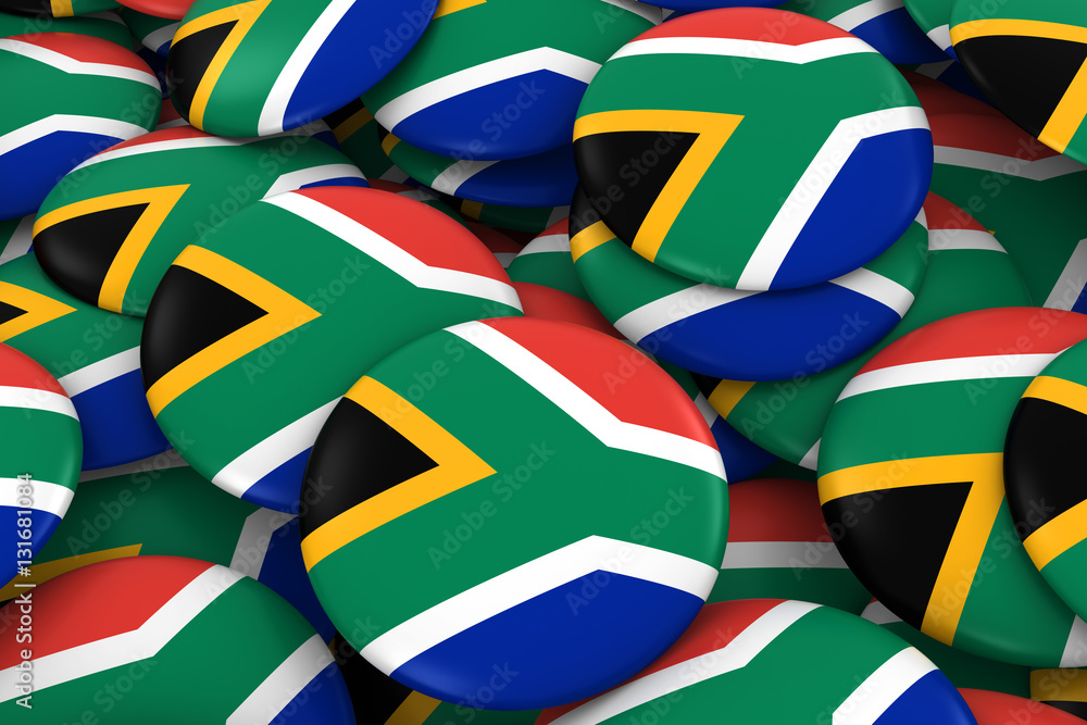 South Africa Badges Background - Pile of South African Flag Buttons 3D ...