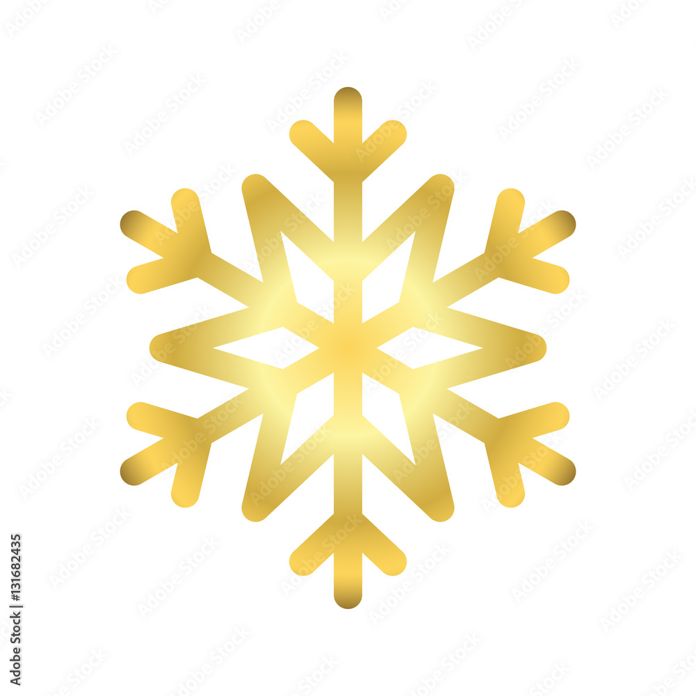 Gold Christmas snowflake icon. Golden silhouette snow flake sign ...