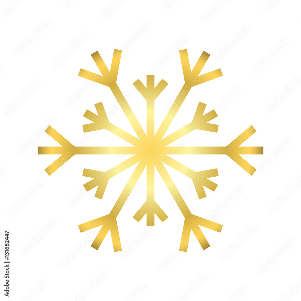 Gold Christmas snowflake icon. Golden silhouette snow flake sign ...
