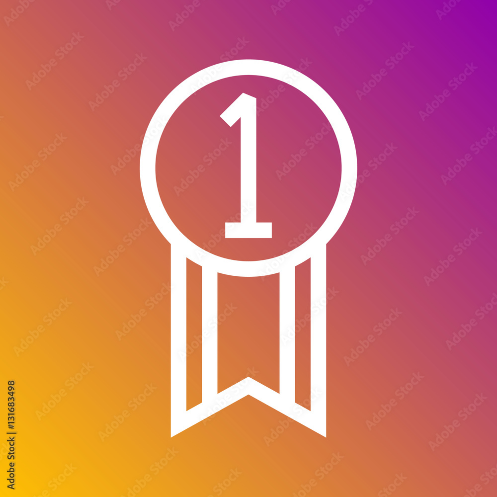 Badge number one icon in trendy flat style isolated on grey background ...