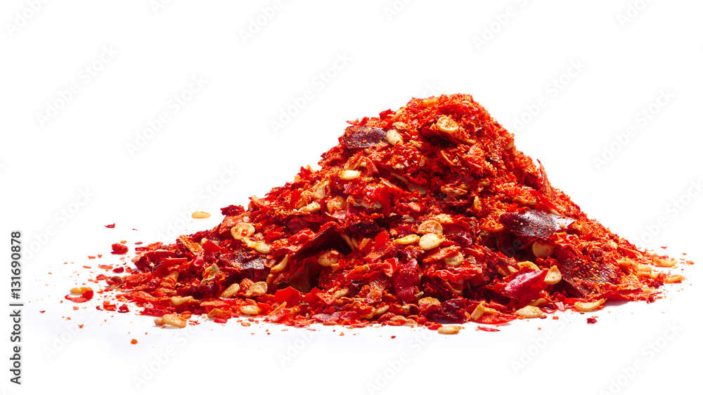 Pile of red pepper flakes, paths Stock Photo | Adobe Stock
