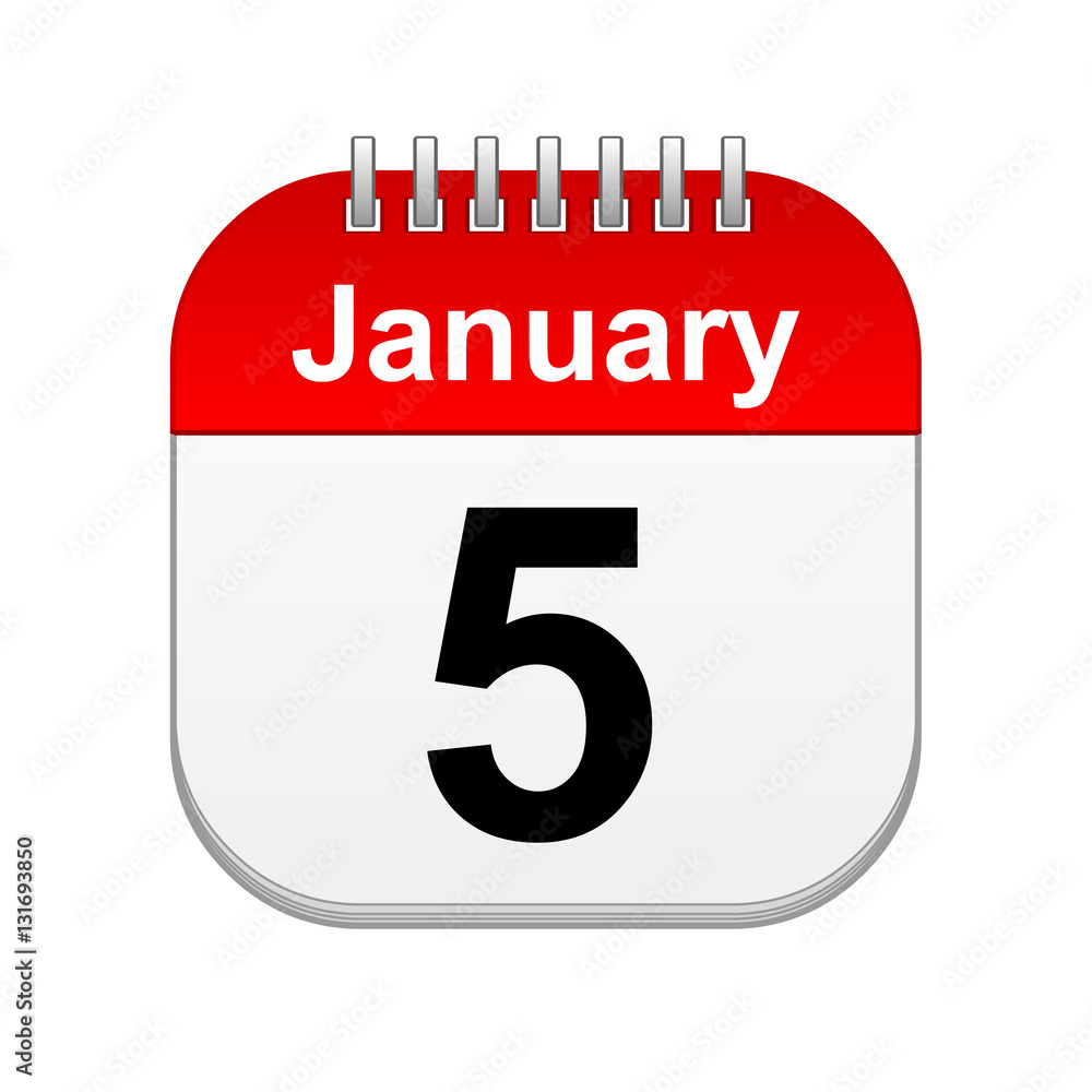 January 5 calendar icon Stock Illustration | Adobe Stock