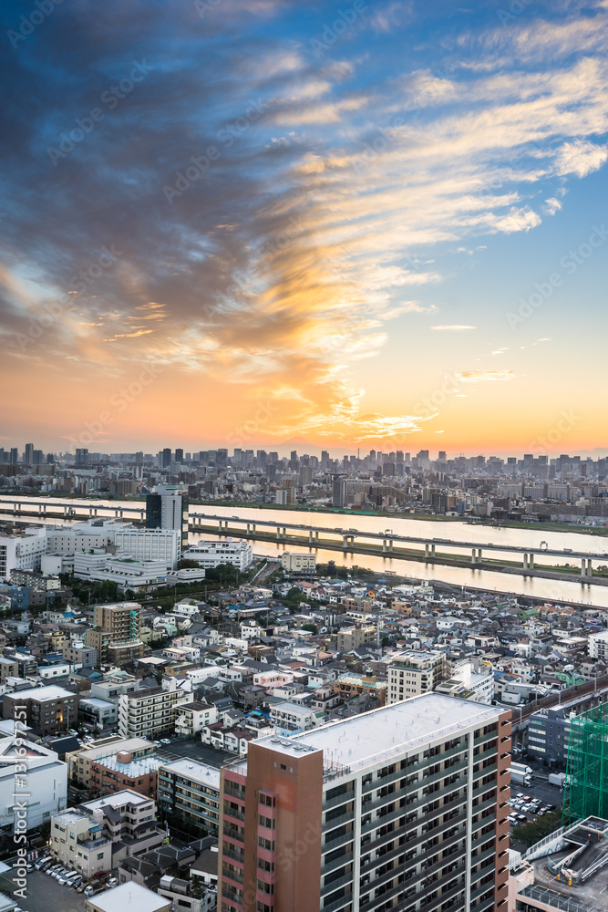 Business and culture concept - panoramic modern city skyline bird eye ...