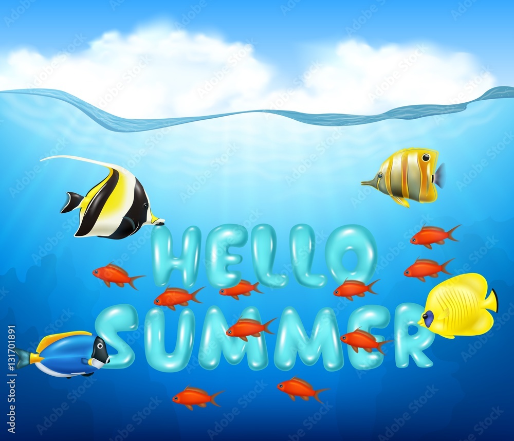 Summer background with tropical fish Stock Vector | Adobe Stock
