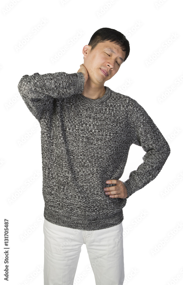 Asian man stretching his neck Stock Photo | Adobe Stock