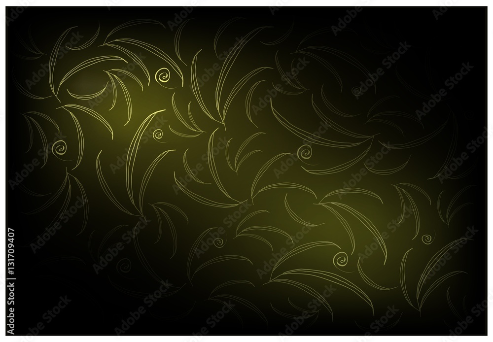 Green Vintage Wallpaper with Leaves Pattern Background Stock Vector ...