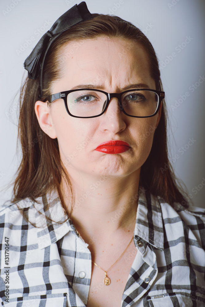 disappointed expression on female face Stock Photo | Adobe Stock