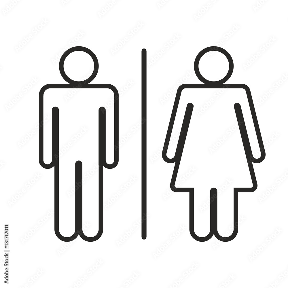 Men women toilet sign outline vector Stock Vector | Adobe Stock