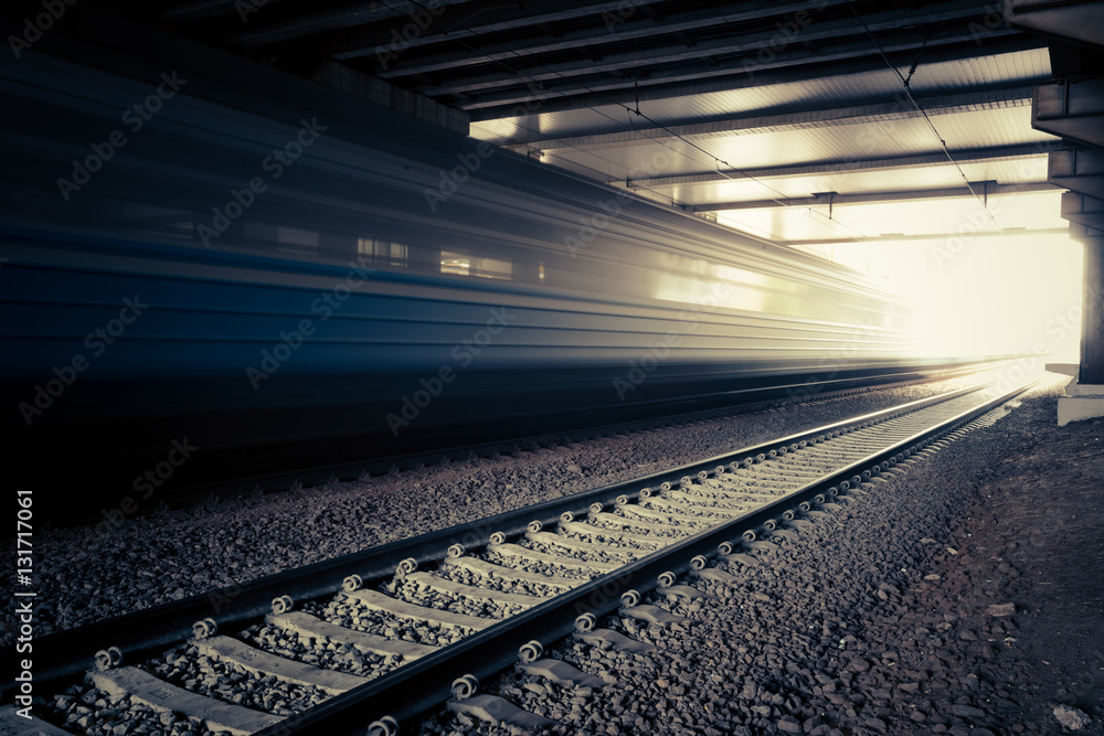 Modern Train On Tracks