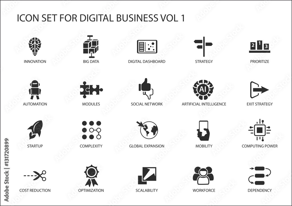 Digital business vector icon set Stock-Vektorgrafik | Adobe Stock