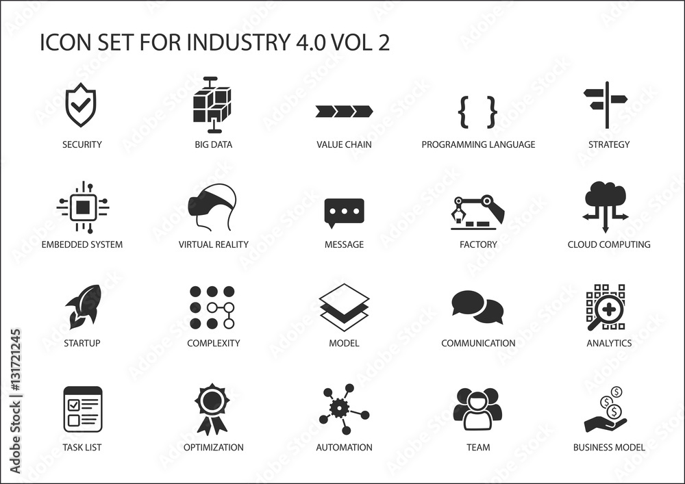 Reusable icon set for industry 4.0 Stock Vector | Adobe Stock