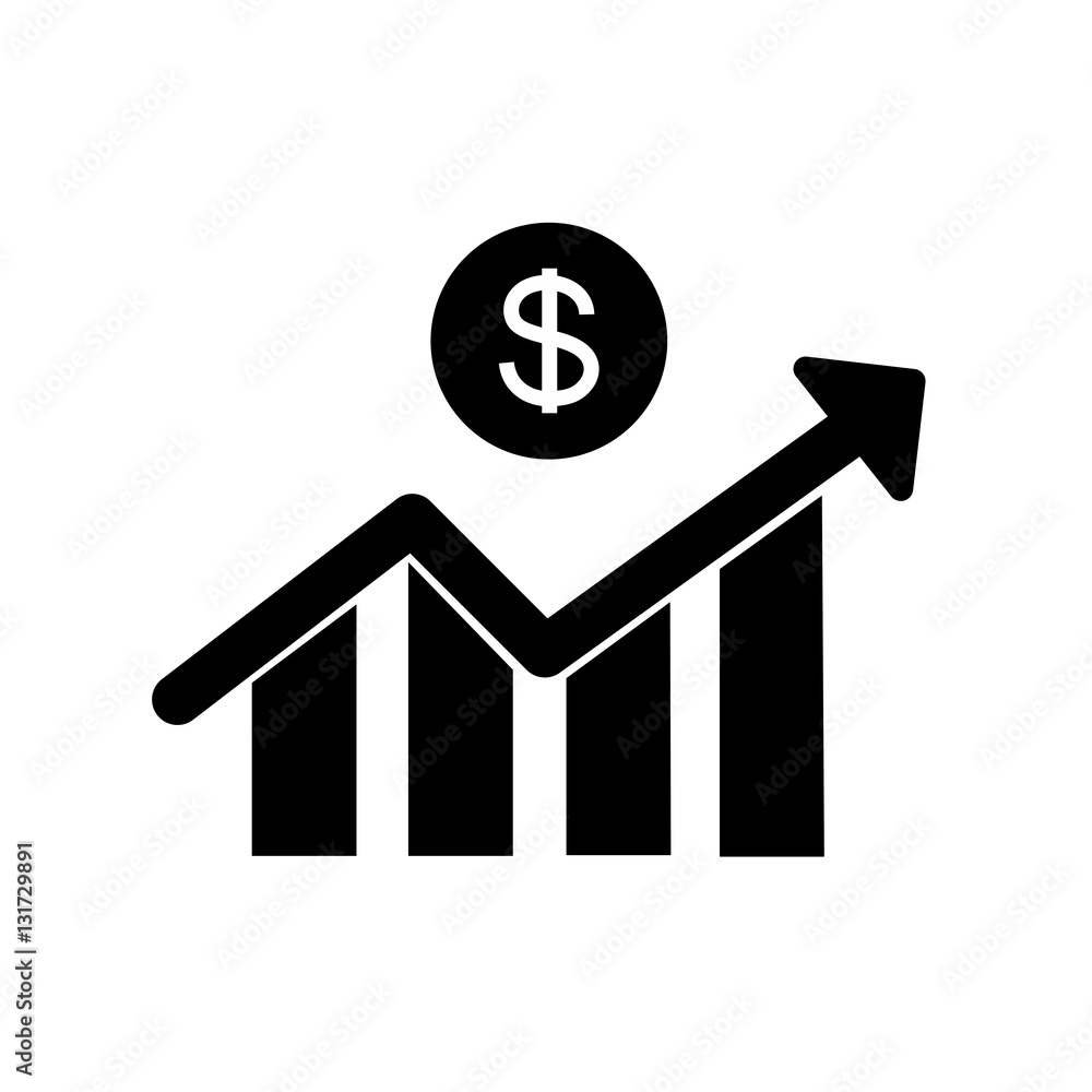 Dollar growth statistics symbol vector design isolated on white ...