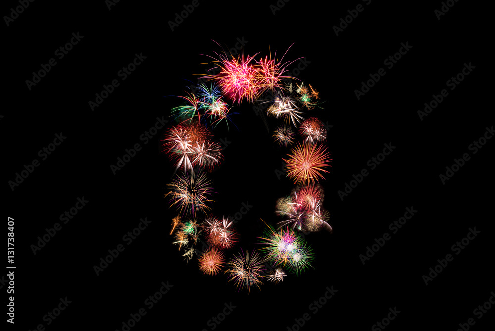 Number 0. Number alphabet made of real fireworks. See other numbers in ...