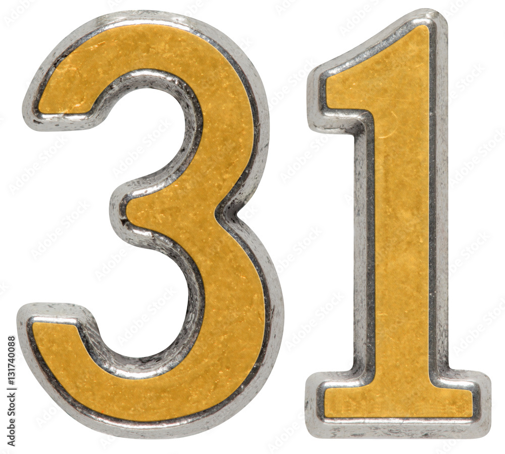 Metal numeral 31, thirty-one, isolated on white background Stock Photo ...