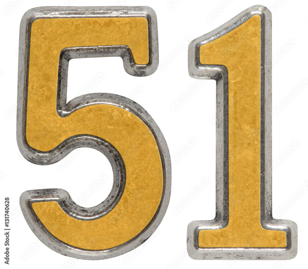 Metal numeral 51, fifty-one, isolated on white background Stock Photo ...