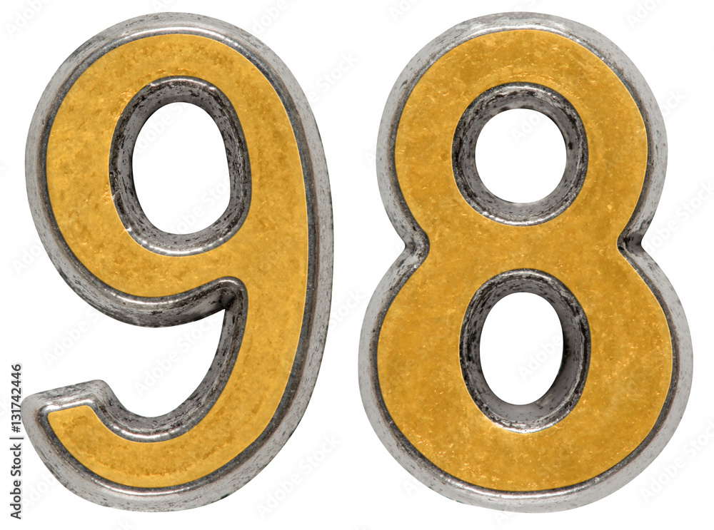 Metal numeral 98, ninety-eight, isolated on white background Stock ...