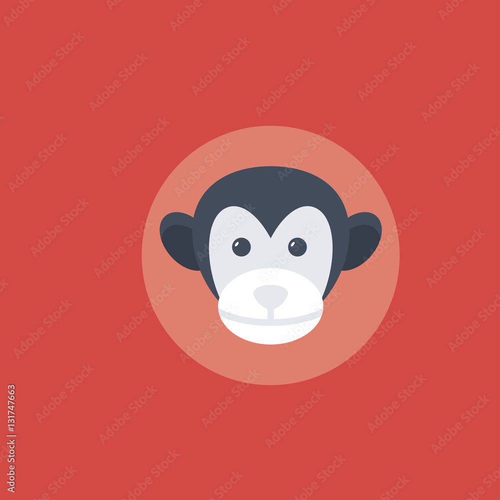 monkey icon.flat design Stock Vector | Adobe Stock