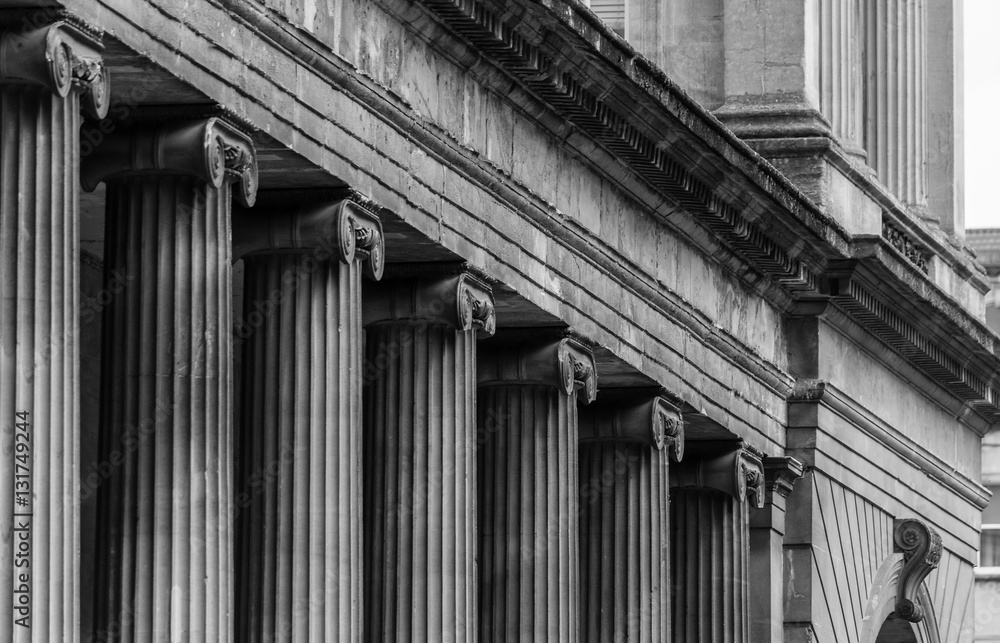Row Of Ionic Columns In Black And White Tone Stock Photo | Adobe Stock