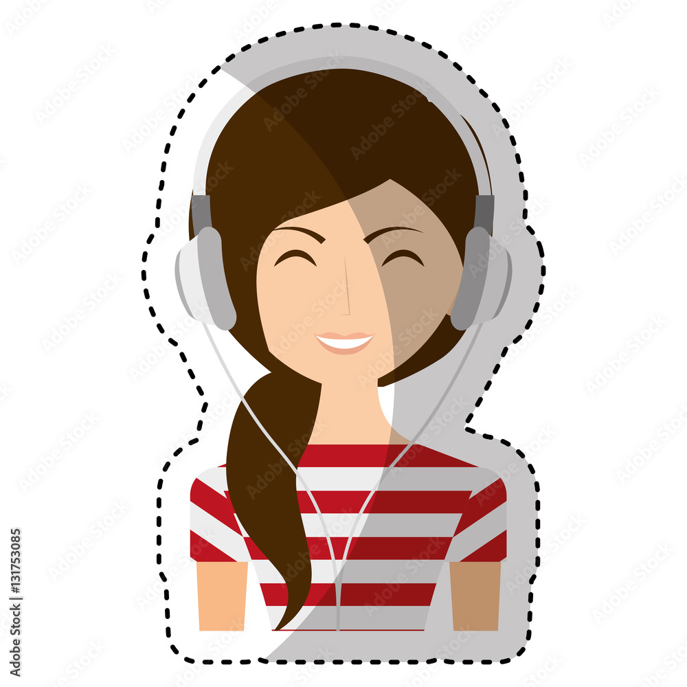 young woman with headset character vector illustration design Stock ...
