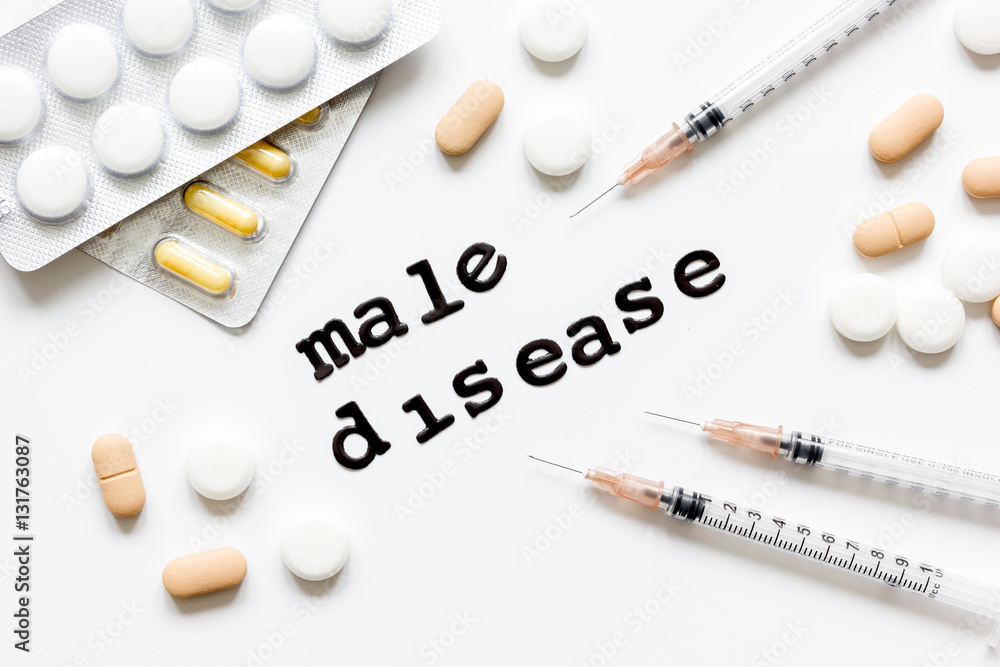 concept - male disease top view on white background Stock Photo | Adobe ...