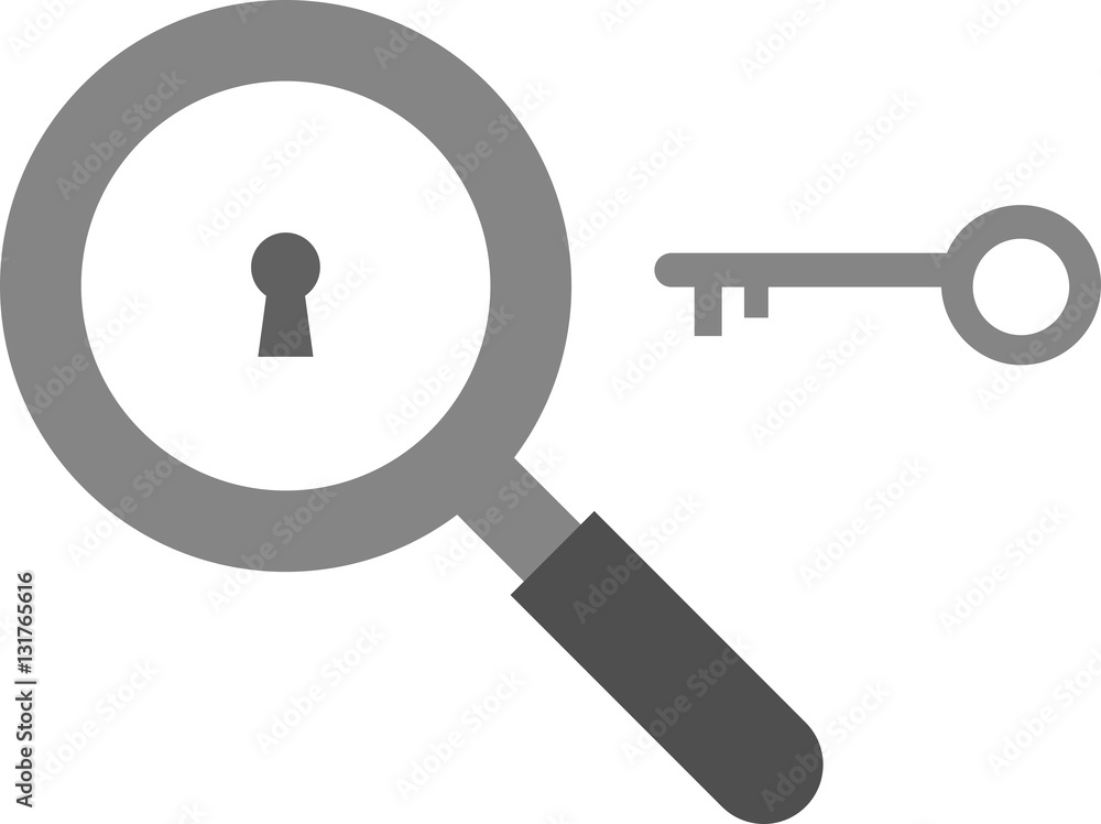Magnifier with keyhole and key Stock Vector | Adobe Stock