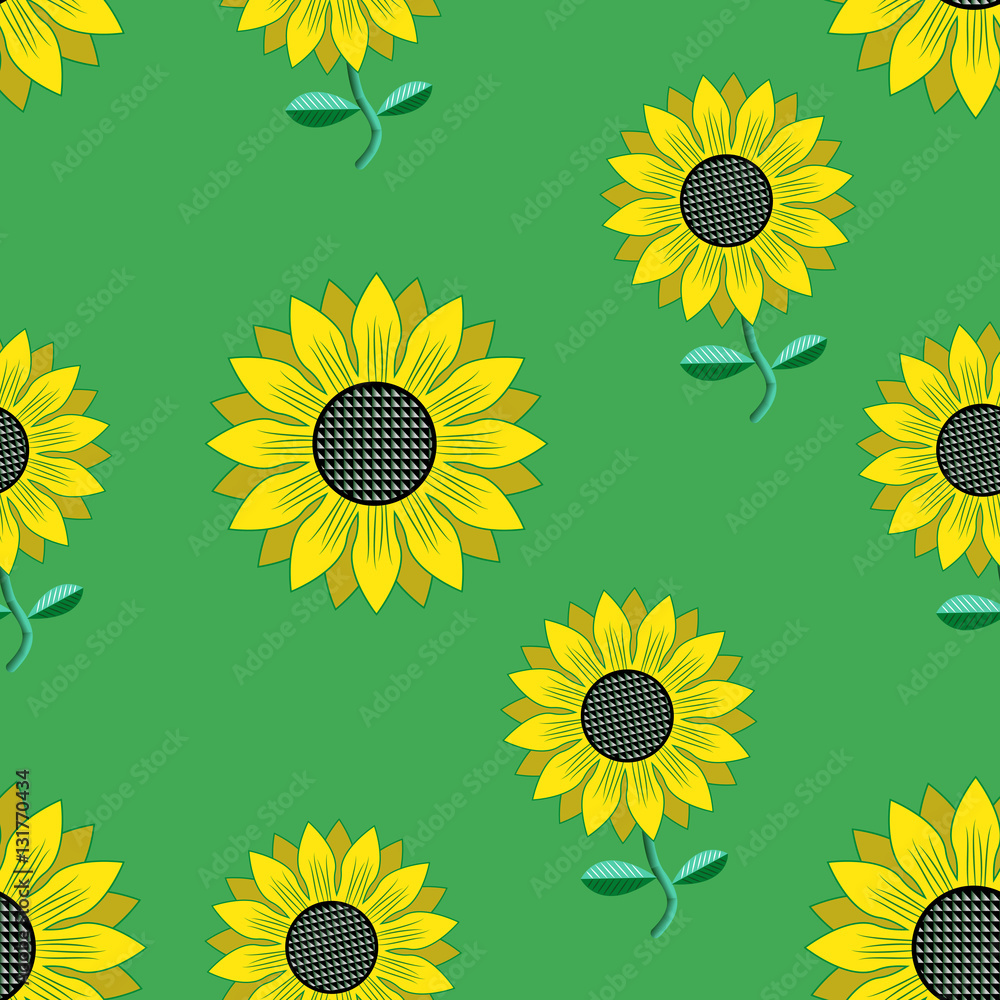 Seamless background with sunflowers. Stock Vector | Adobe Stock