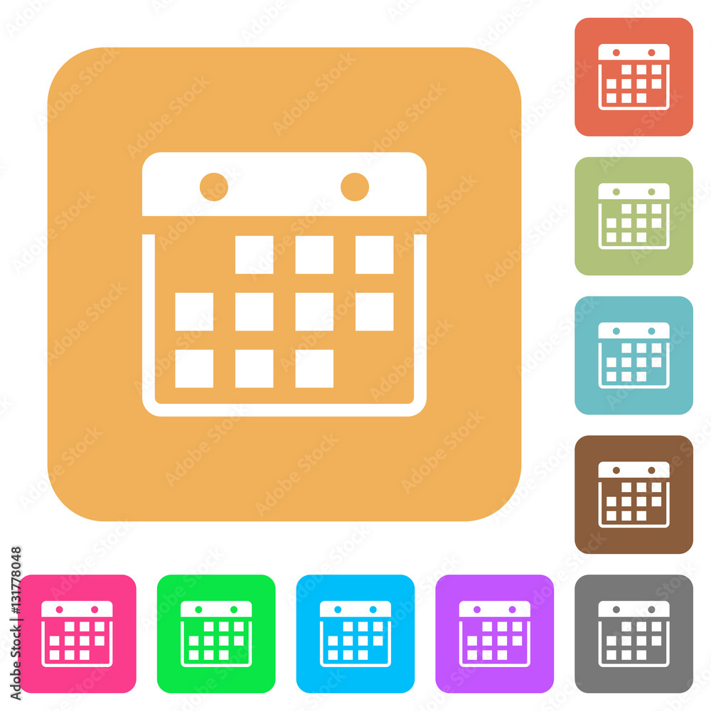 Hanging calendar rounded square flat icons Stock Vector | Adobe Stock